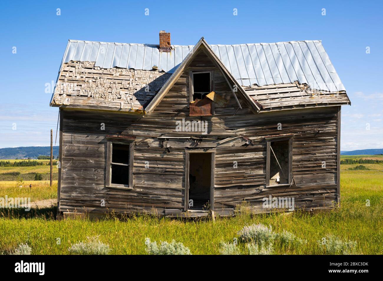 Abandoned farm house along Ashton-Flagg Ranch Road in Northeastern ...