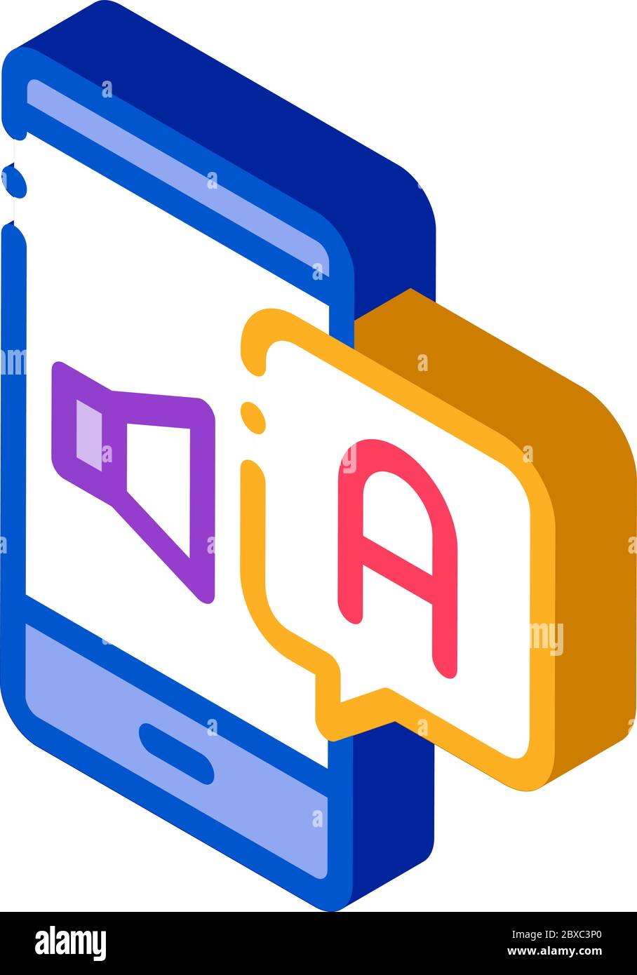 Smartphone Translator App isometric icon vector illustration Stock ...