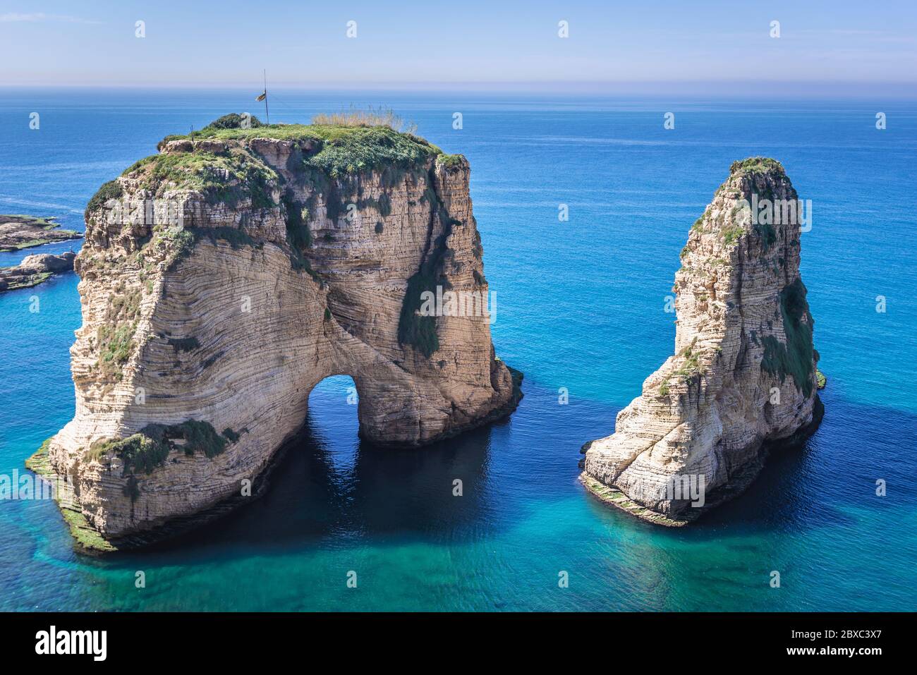 Pigeon Rock in Raouche area of Beirut, Lebanon Stock Photo - Alamy