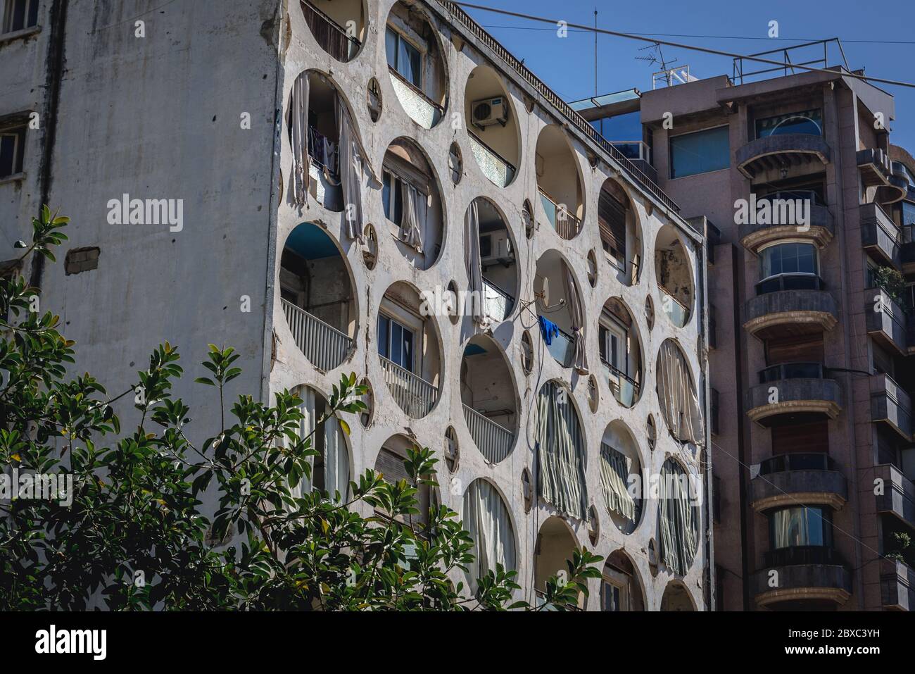 Unusual facade of old residential building in Beirut, Lebanon Stock ...