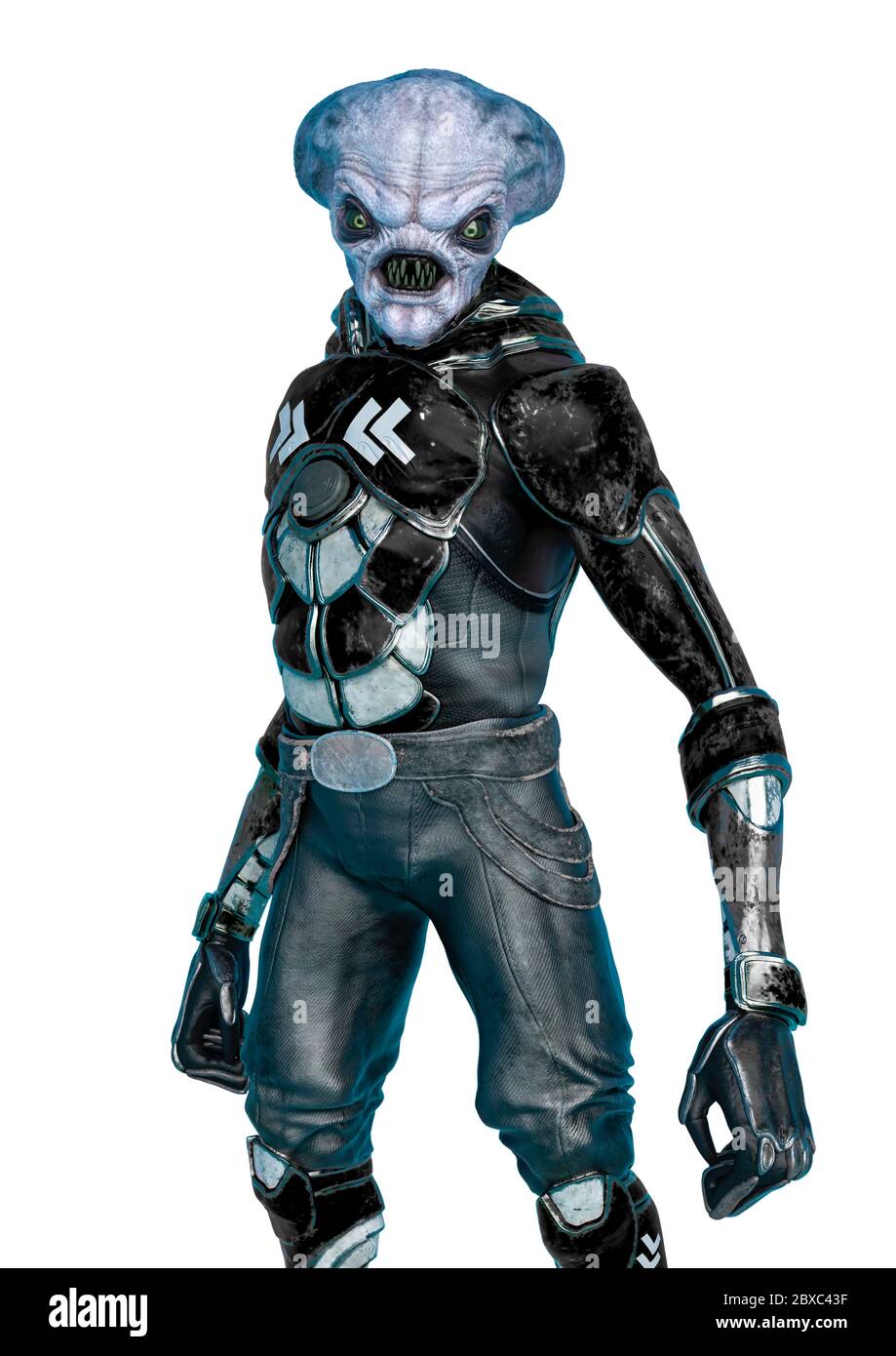 official alien on a sci-fi outfit in a white background. This alien ...