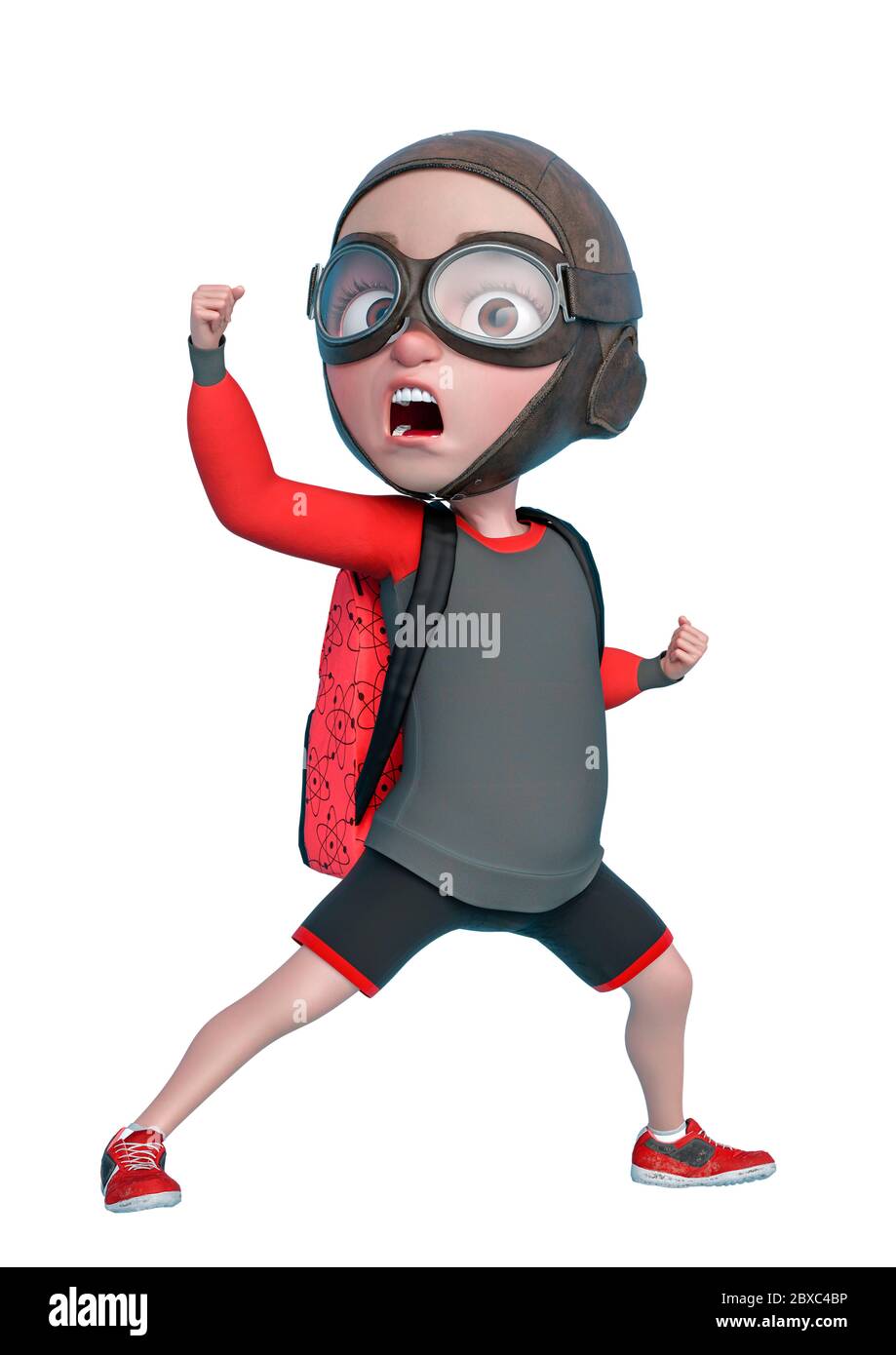 little boy cartoon celebrating. This explorer guy in clipping path is ...