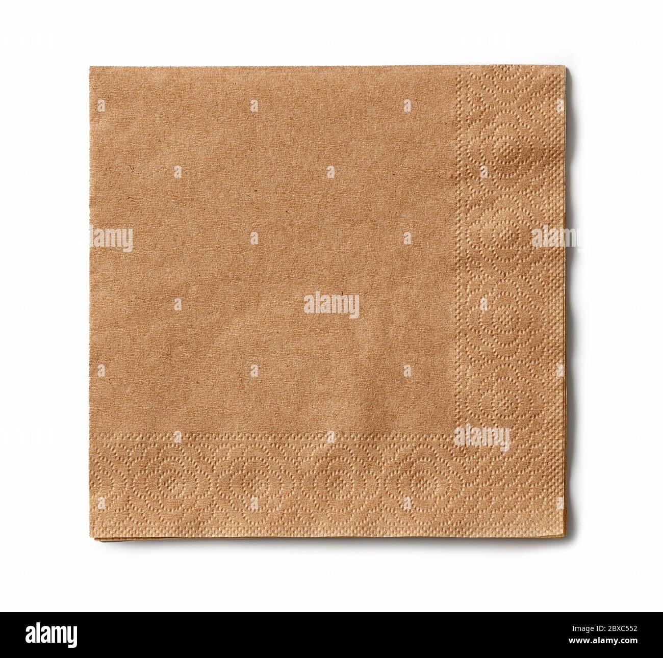 brown paper napkin isolated on white background, top view Stock Photo ...