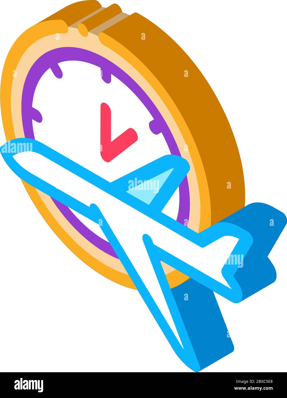 Plane Fly Time Or Lateness isometric icon vector illustration Stock ...