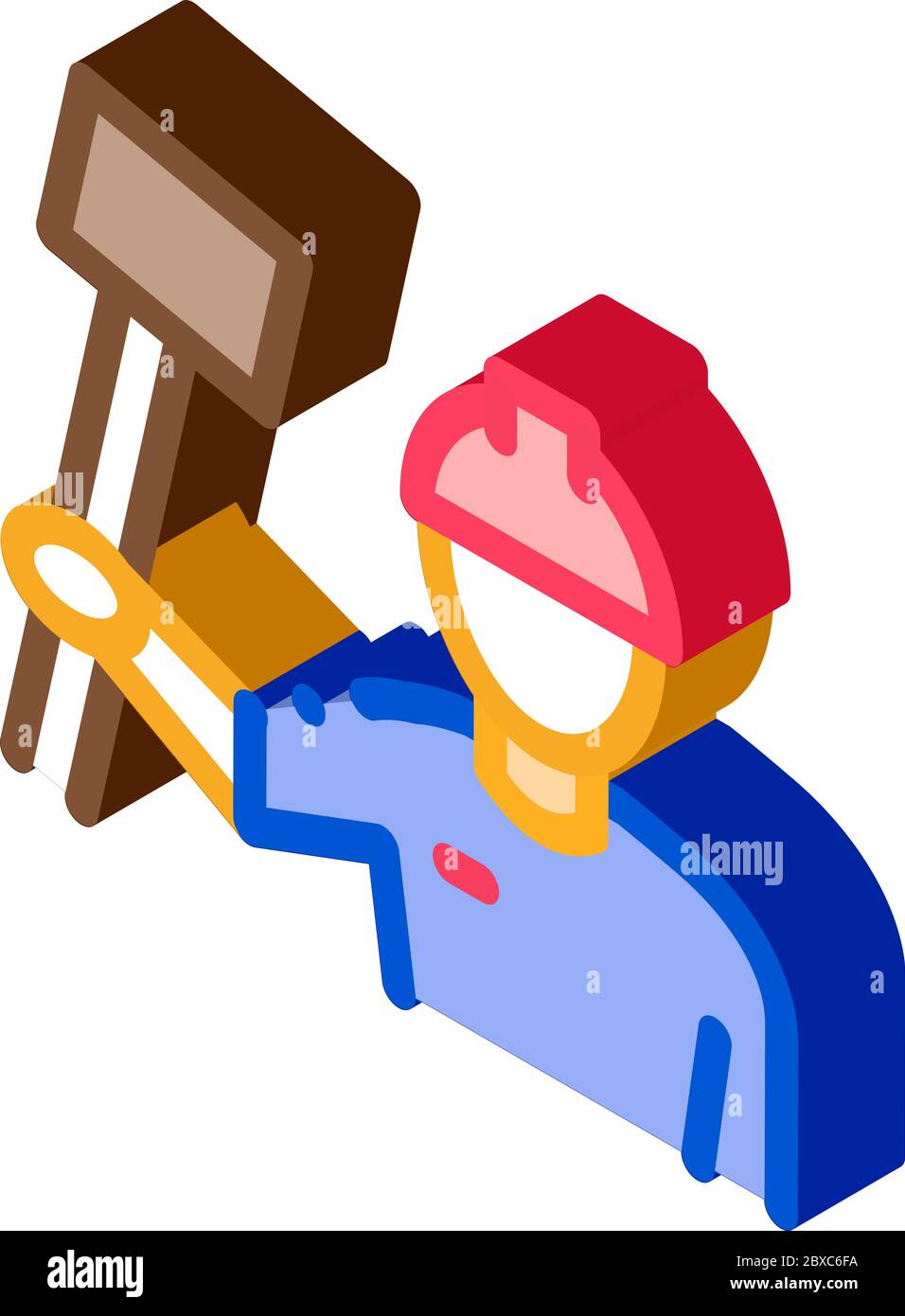 Man Hold Hammer isometric icon vector illustration Stock Vector Image ...