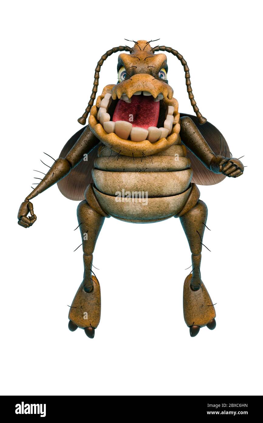 cockroach cartoon floating. This bug in clipping path will put some fun ...