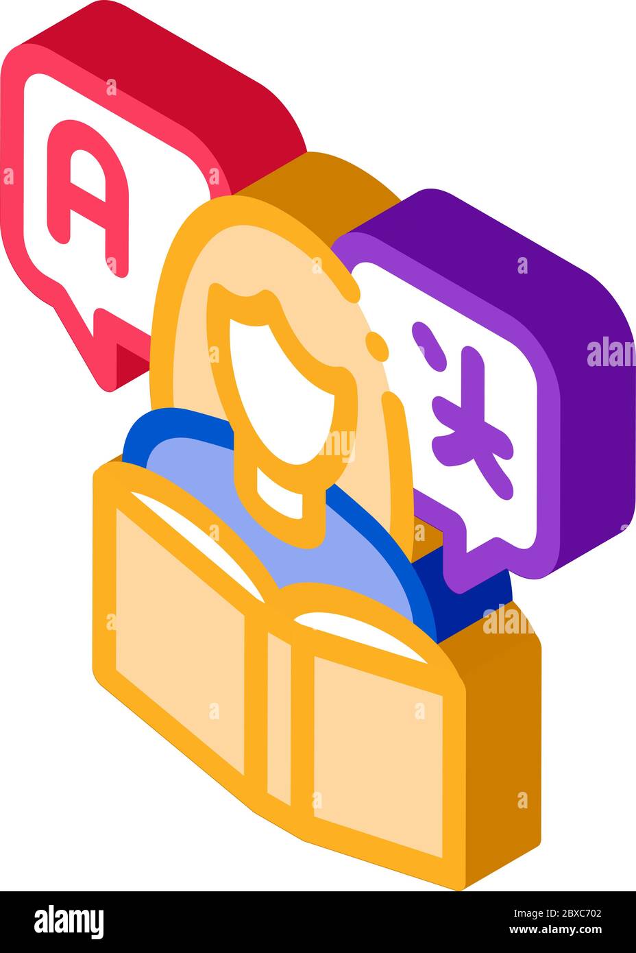 Woman Learning Language isometric icon vector illustration Stock Vector ...