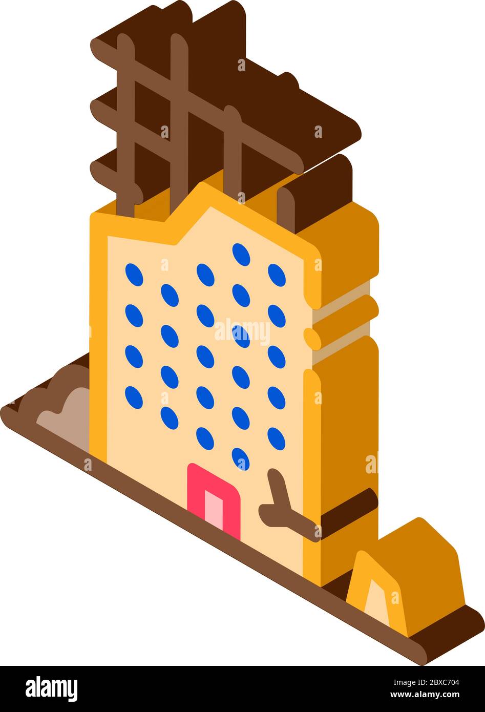 Ruined Building isometric icon vector illustration Stock Vector Image ...