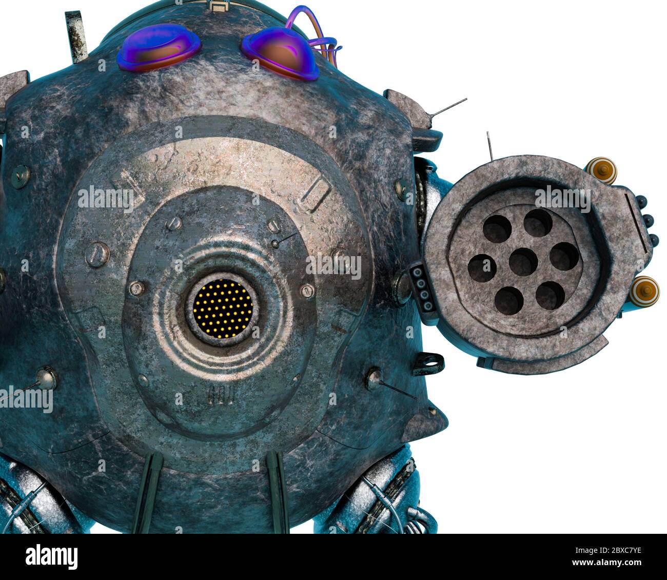 robot ball close up. This cybernetic alien in clipping path is very ...