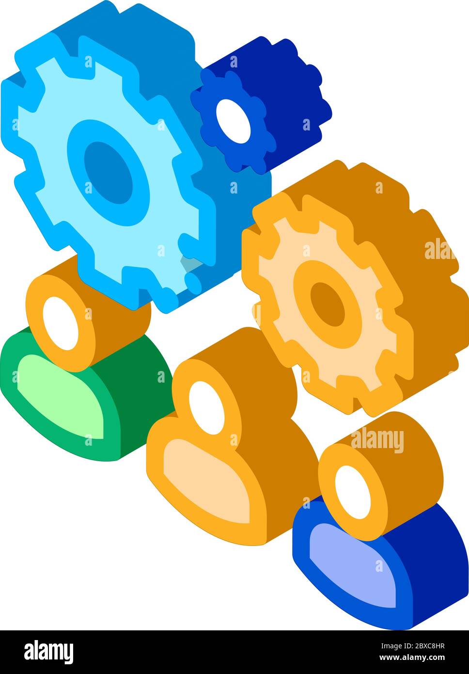 Teamwork Gear isometric icon vector illustration Stock Vector Image ...