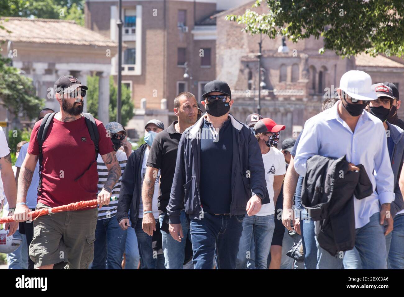 Roma, Italy. 06th June, 2020. Groups of Ultras Supporters arriving at ...