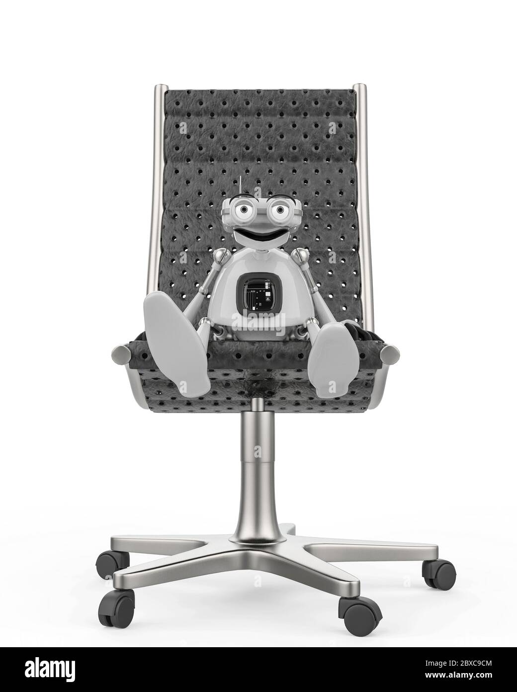 vintage robot boss is on the chair in a white background. This bot will ...