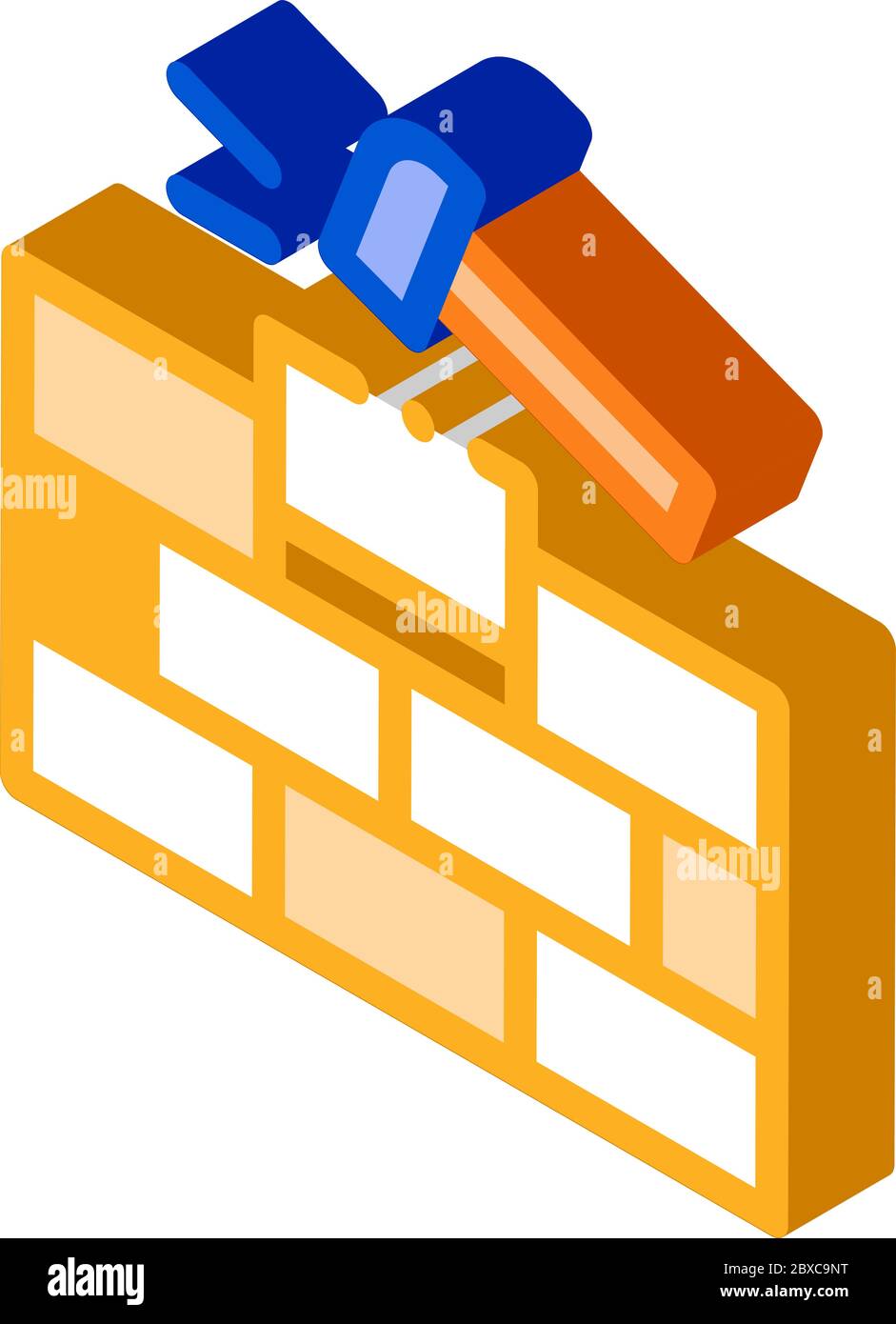 Installing Brick Isometric Icon Vector Illustration Stock Vector Image ...