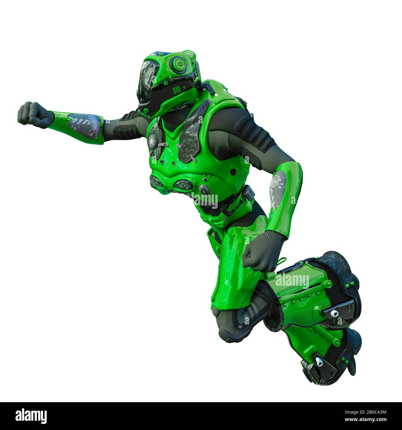 this is astronaut in green exo suit exploring arround. This girl will ...