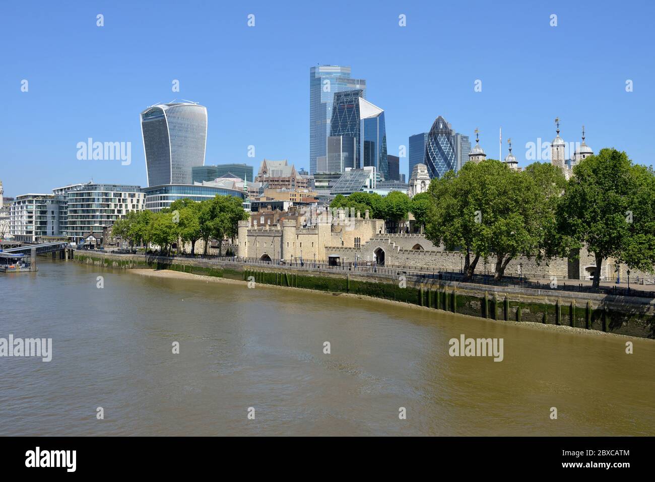 Thames river, City skyline and Tower of London, London, United Kingdom ...