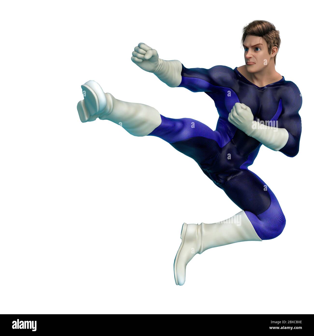 super power hero cartoon mega jump. This guy in clipping path is very ...