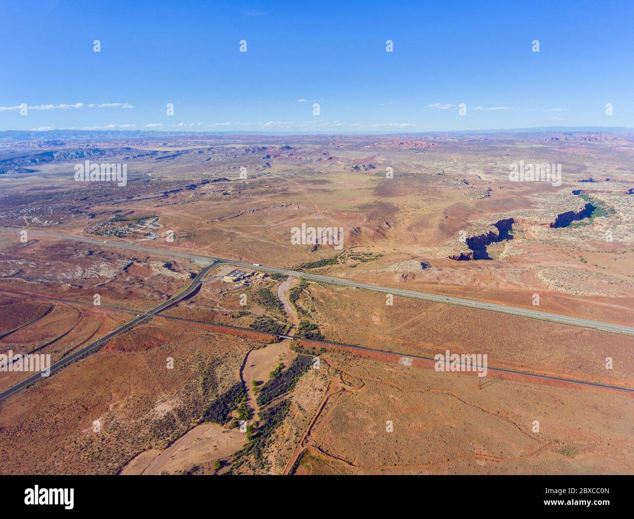 Sevenmile Canyon aerial view near Arches National Park, Moab, Utah, USA ...