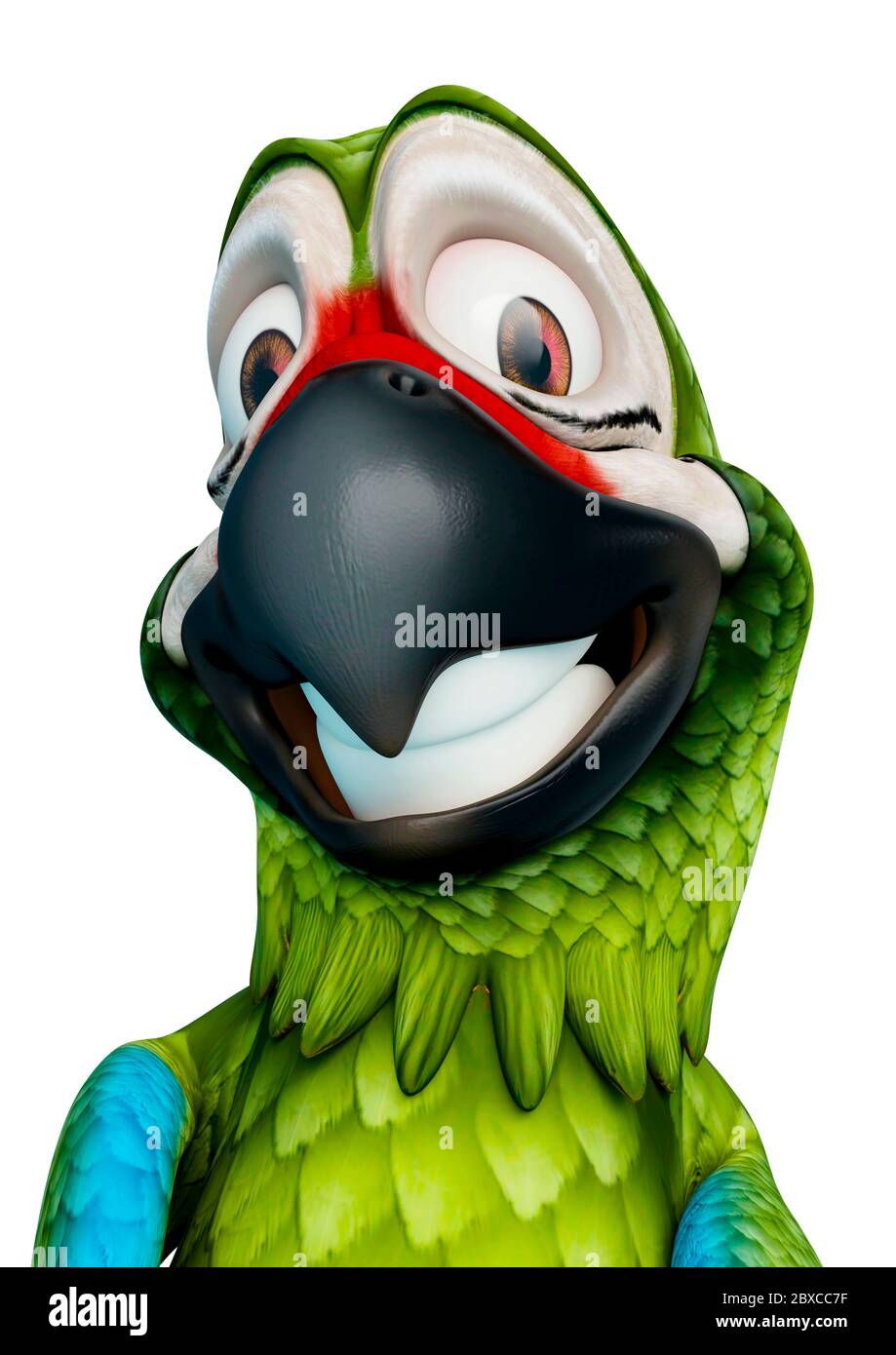 green parrot cartoon doing a goofy face in a white background. This guy ...
