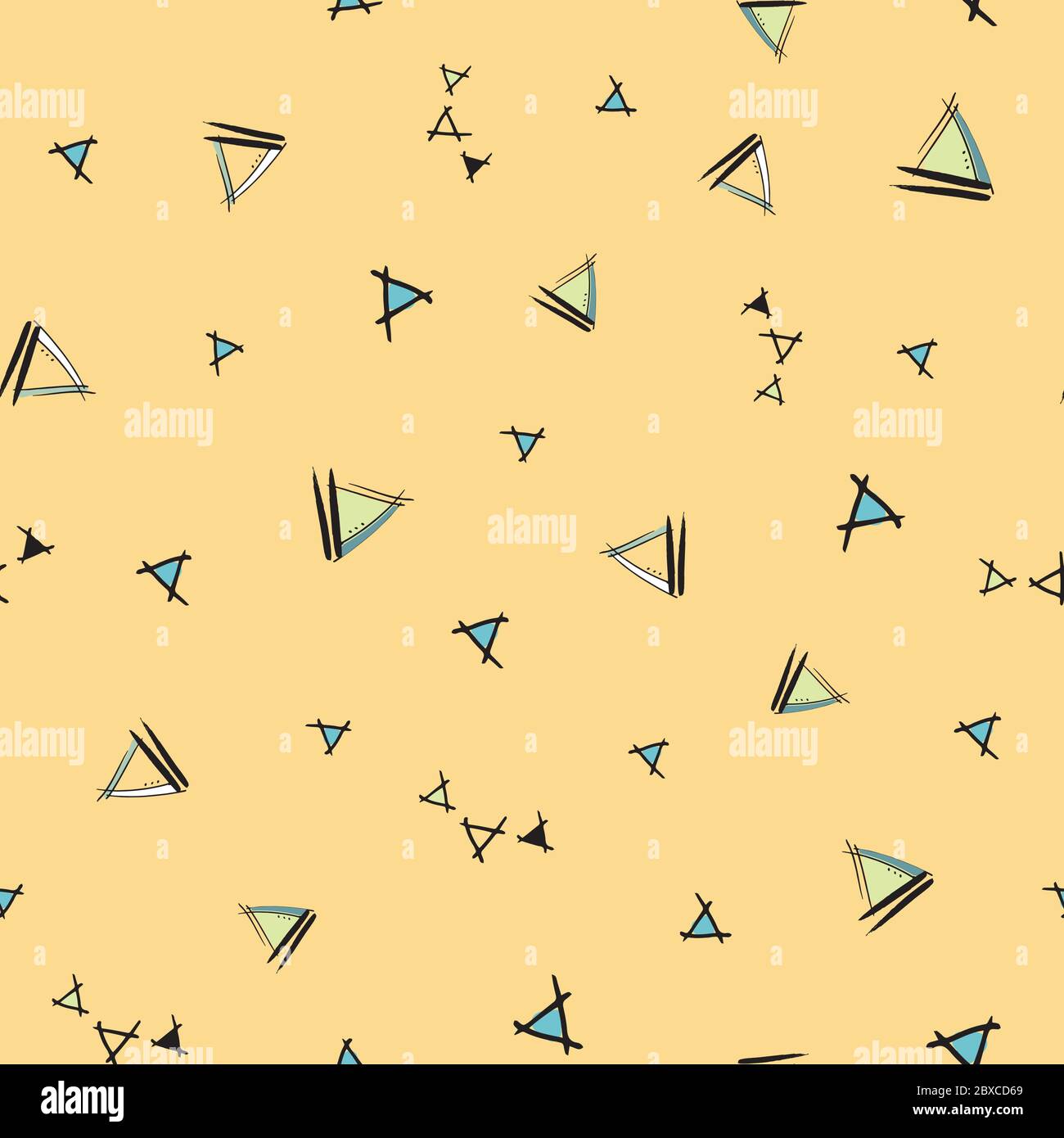 Triangles overall Hand drawn vector seamless pattern with ink doodles ...