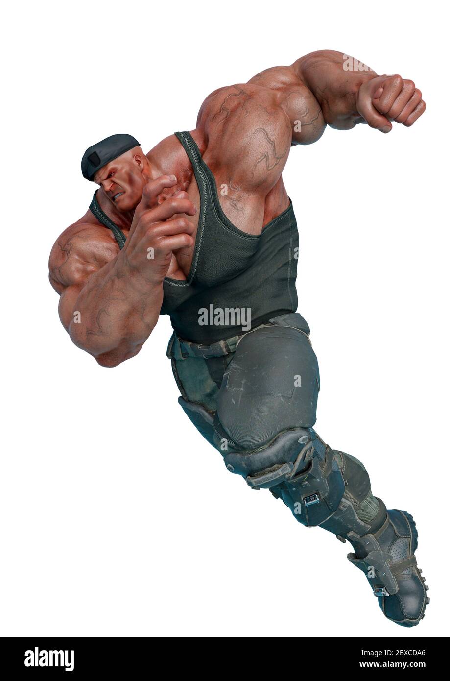 captain strong doing a hero jump in a white background. This official ...