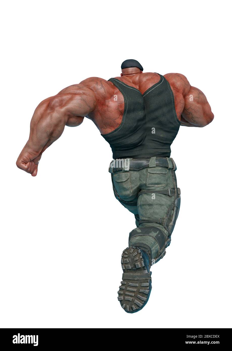 captain strong is running to save the world in a white background rear ...