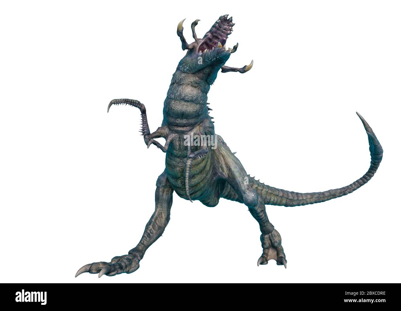 alien animal on battlecry pose in a white background. This monster in ...