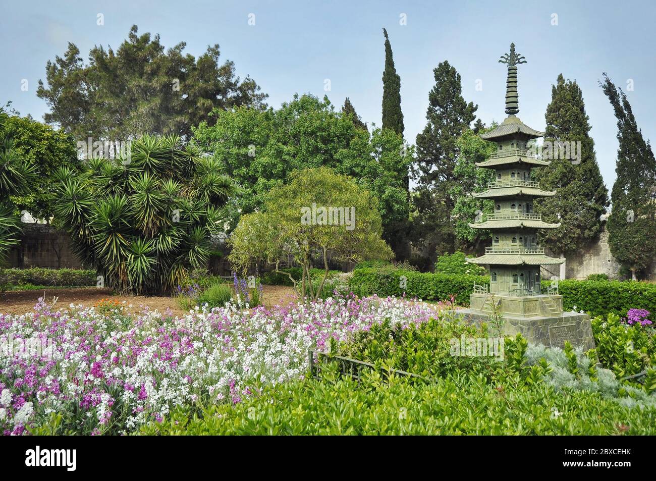 The Japanese pagoda from the west, in the surroundings on the garden ...