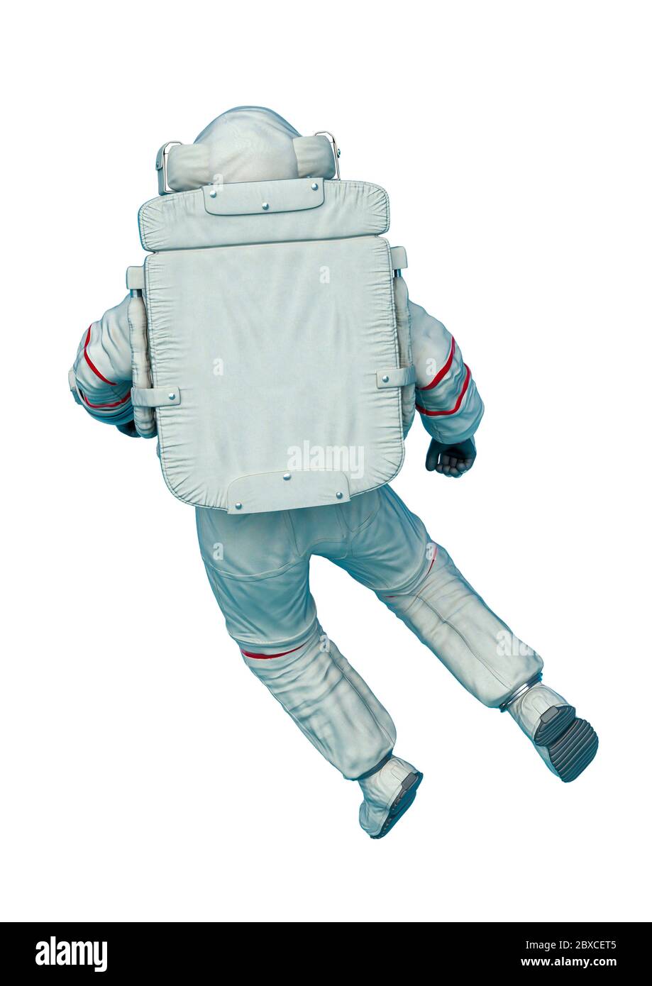 astronaut float back pose in a white background rear view. This super ...