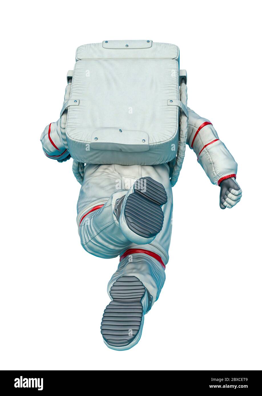 astronaut floating pose rear view in a white background. This super ...