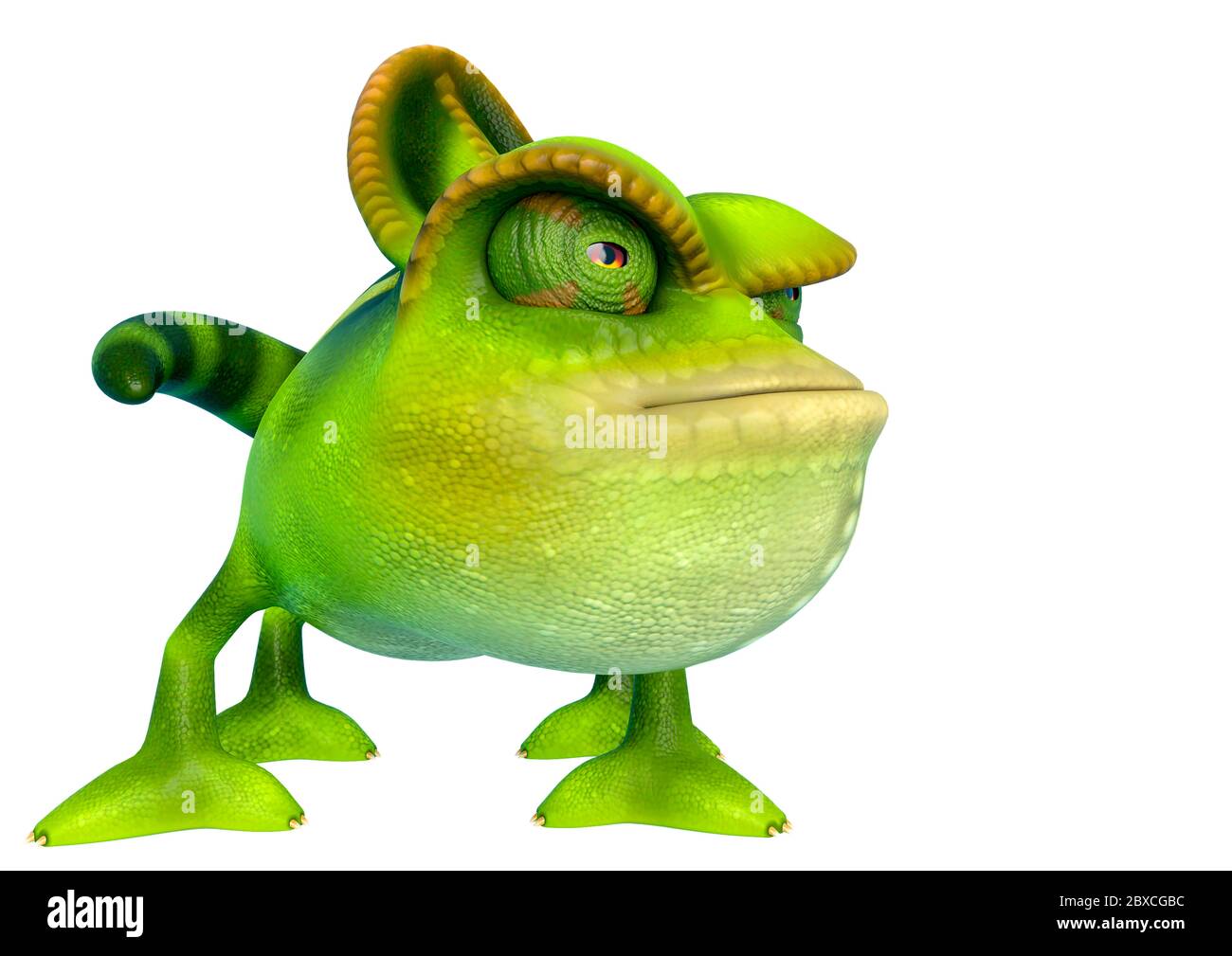 chameleon cartoon is so mean in a white background side view. This ...