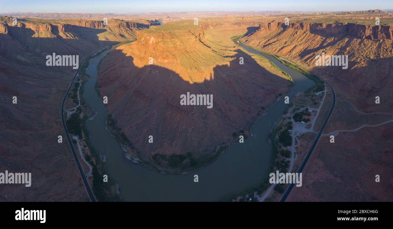 Aerial desert road in moab hi-res stock photography and images - Alamy