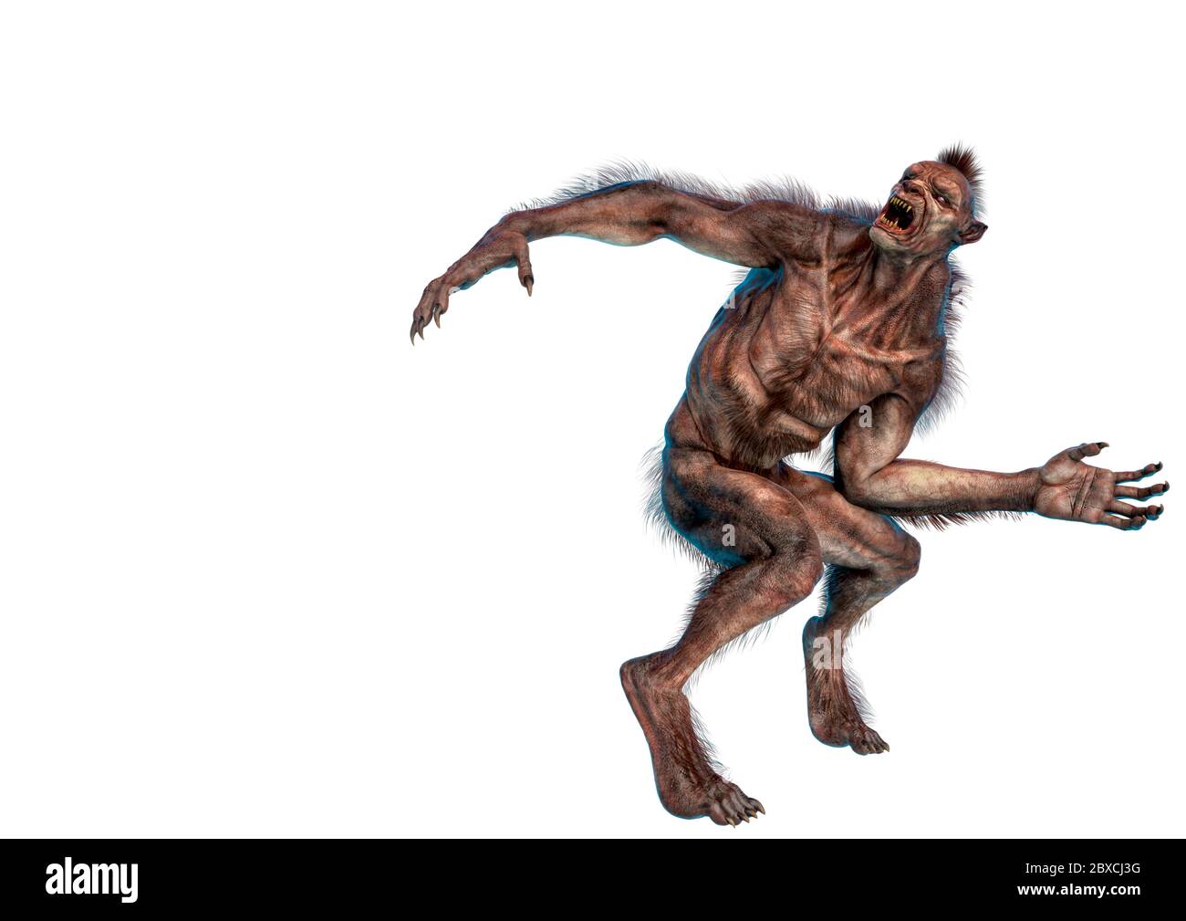 lycan monster is surprised in a white background. This werewolf in ...