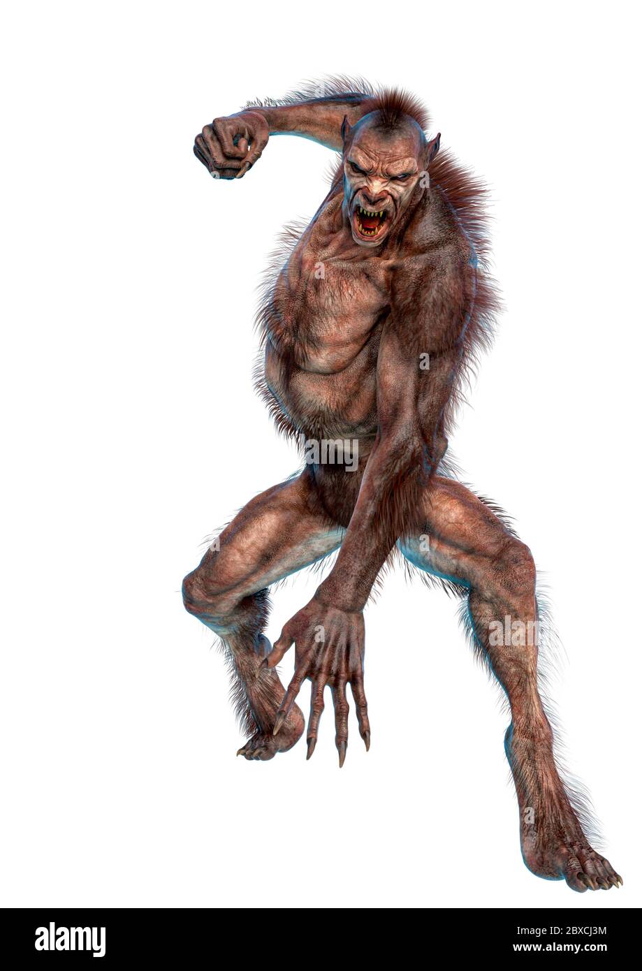 lycan monster is punching in a white background. This werewolf in ...