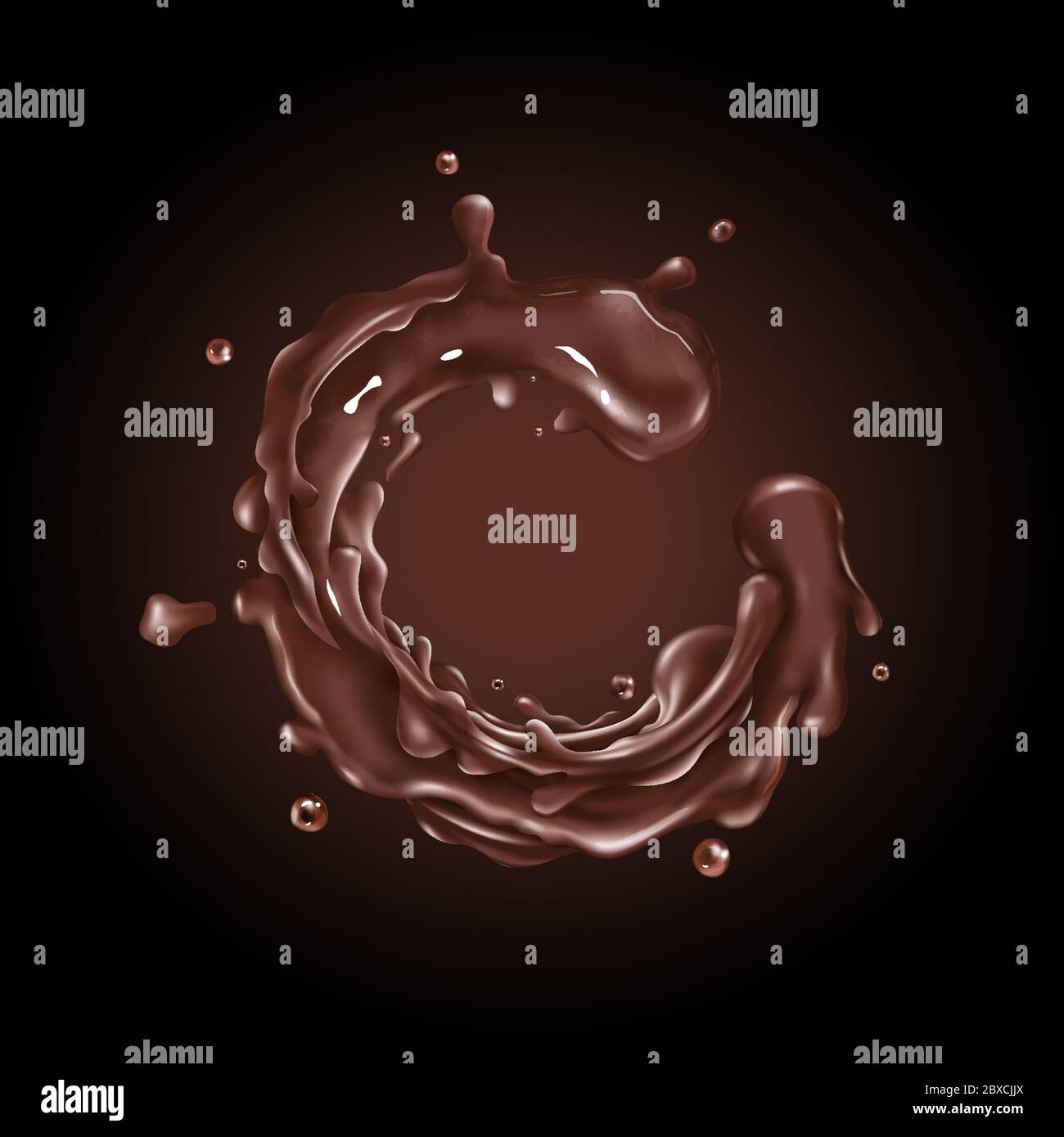 Liquid chocolate splash circle on a dark background Stock Vector Image ...
