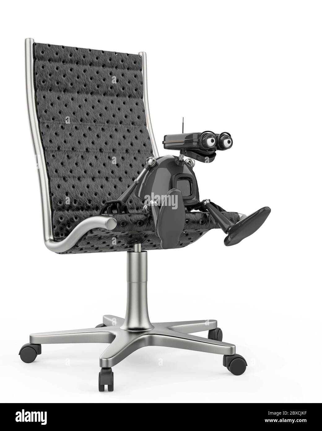 vintage robot boss is on the chair in a white background. This bot will ...
