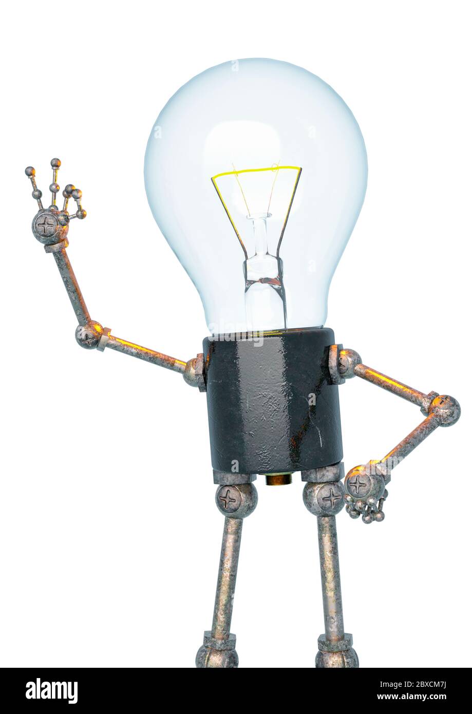 bulb light character is ok in a white bacground. This robot in clipping ...