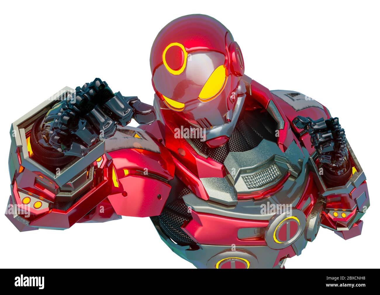 knight vision in a sci fi outfit in a white background. This super hero ...