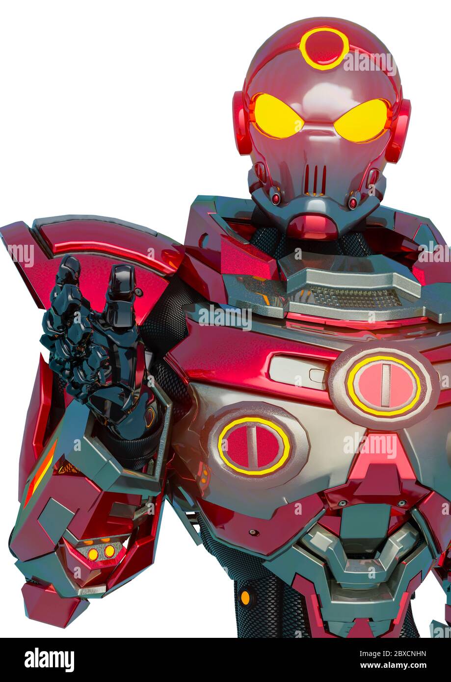 knight vision in a sci fi outfit in a white background. This super hero ...