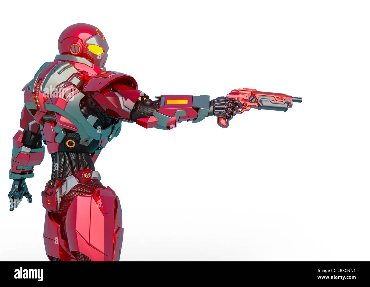 knight vision in a sci fi outfit in a white background. This super hero ...
