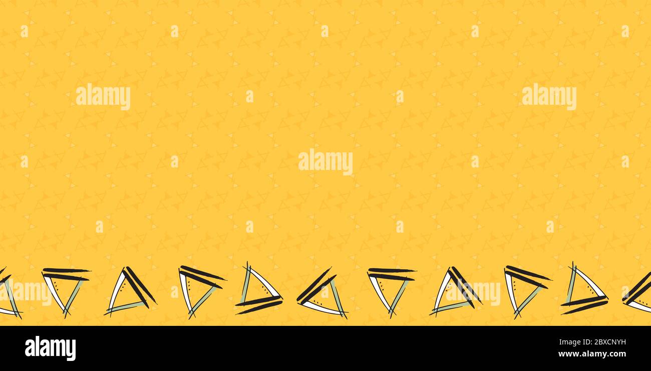 Triangle Yellow doodle border, triangles on yellow background, seamless ...