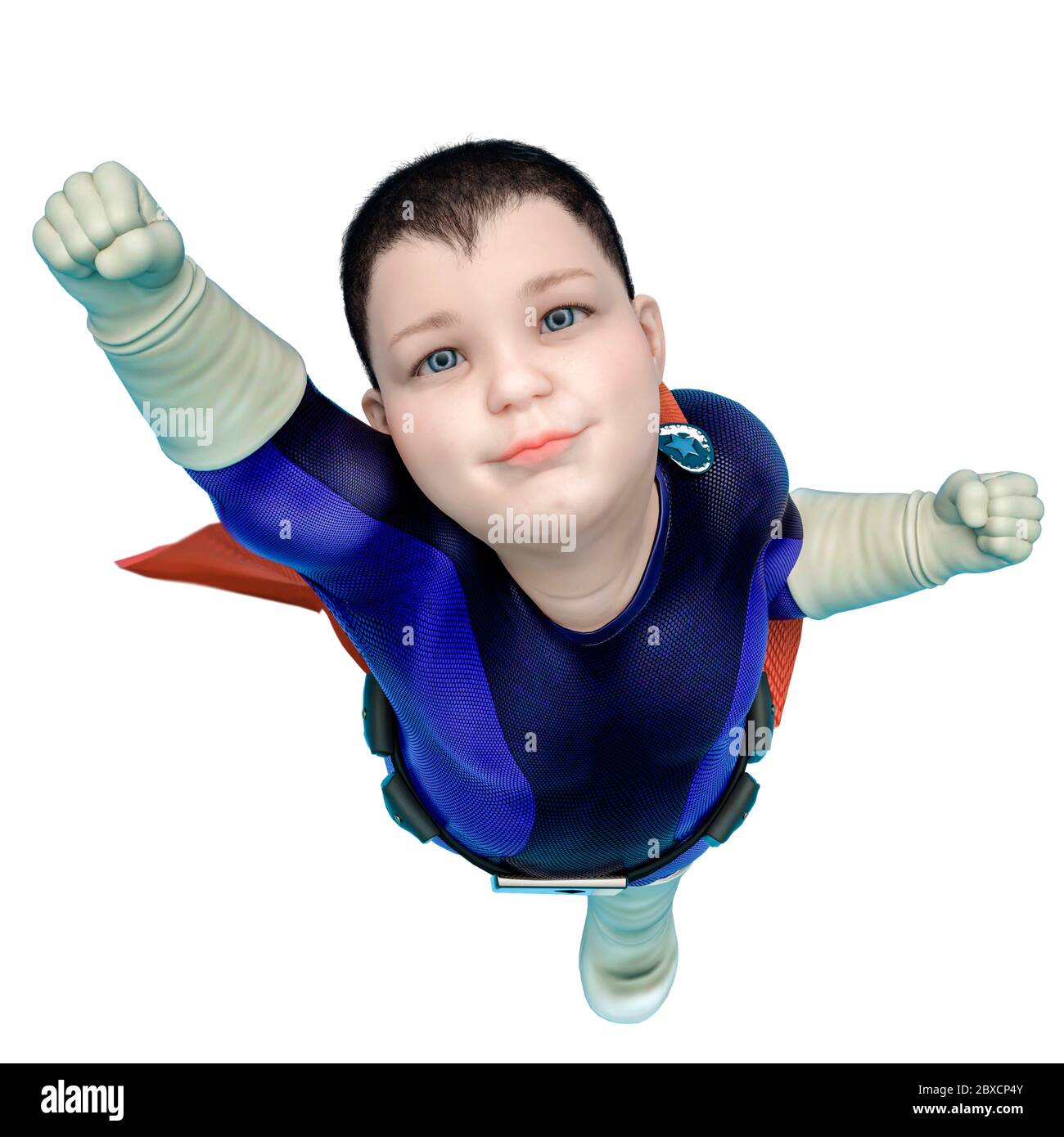 super baby is flying in white background. This baby in clipping path is ...