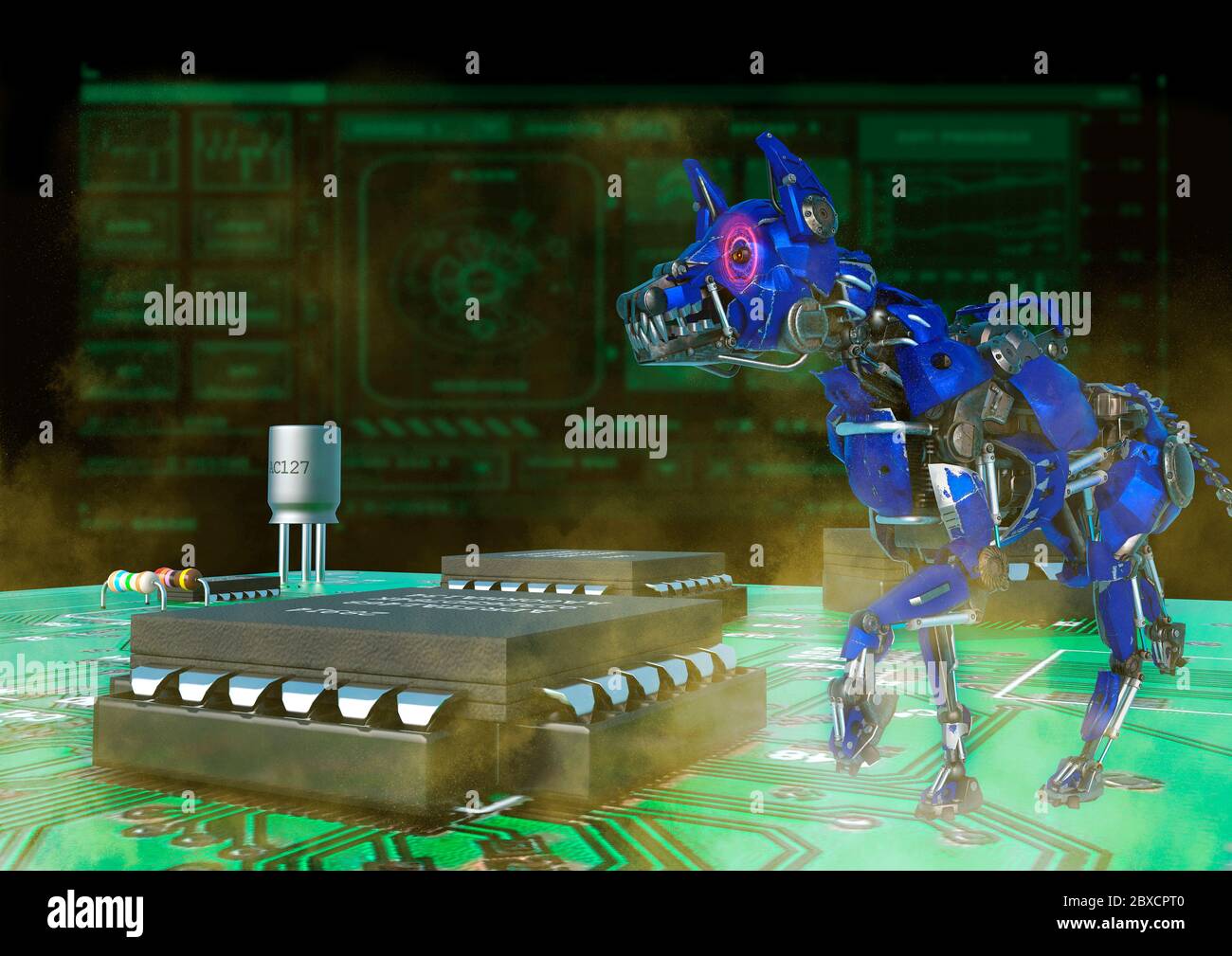 guard dog robot is a security system on the electronic board, will put ...