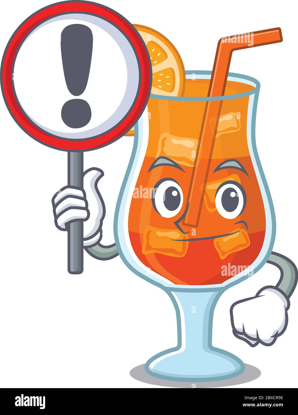 A cartoon icon of mai tai cocktail with a exclamation sign board Stock ...