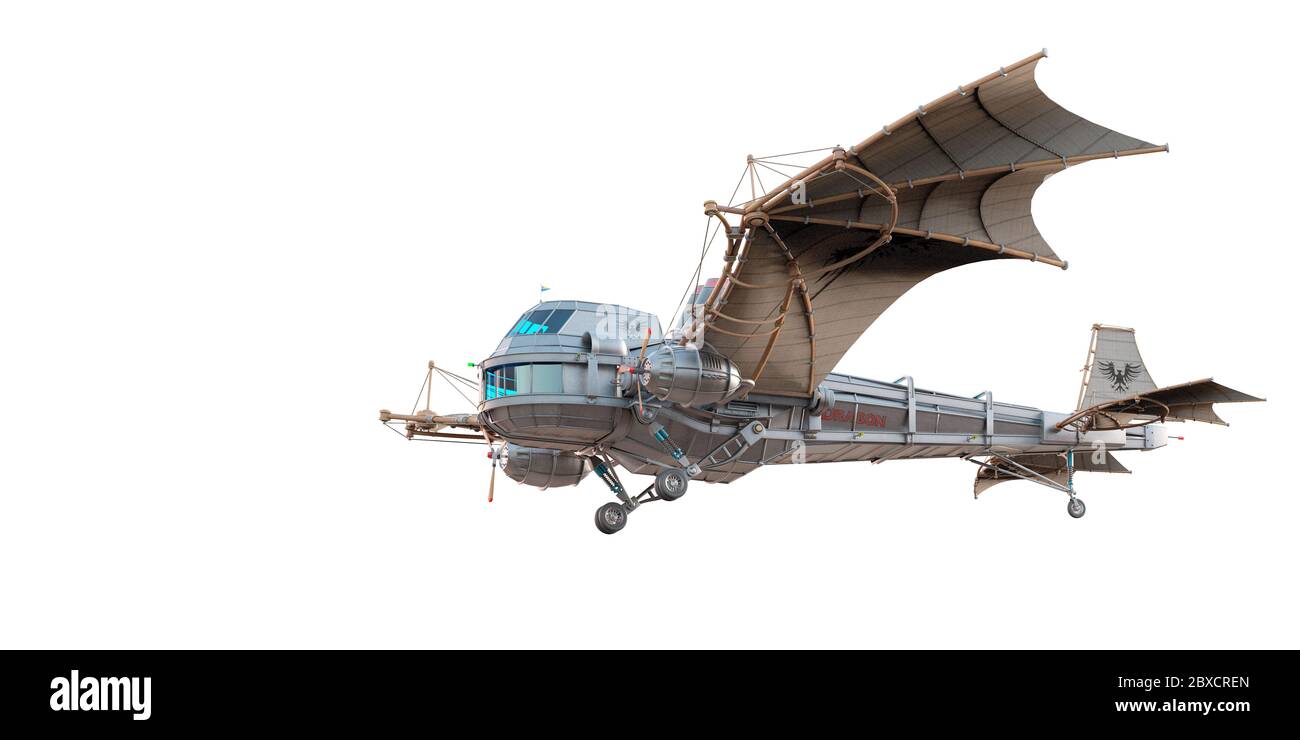 dragon vintage airplane in white background. This old airplane will put ...