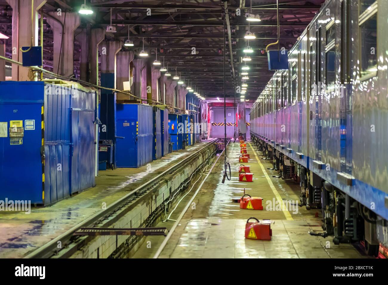 Subway train metro depot Stock Photo - Alamy