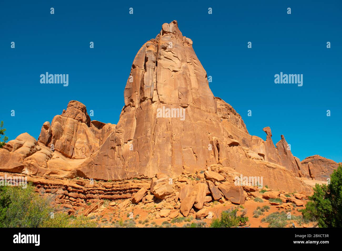 Mesa and Butte landscape in Park Avenue in Arches National Park, Moab ...