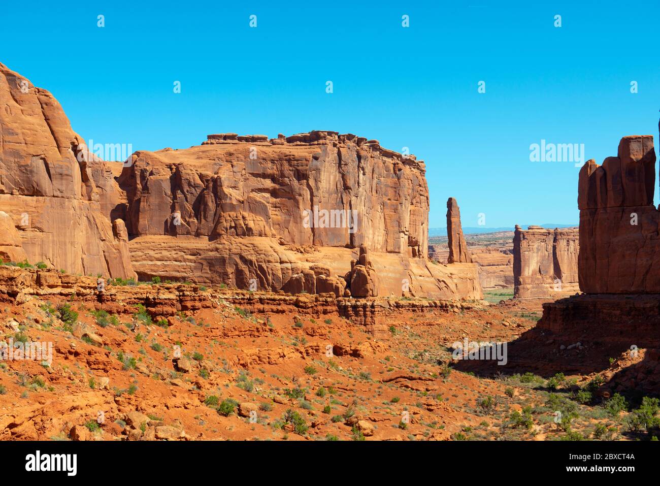Mesa and Butte landscape in Park Avenue in Arches National Park, Moab ...
