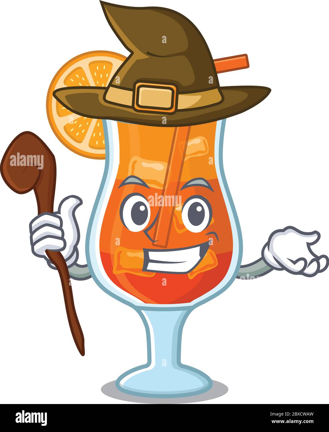 mai tai cocktail funny but sneaky witch cartoon character design Stock ...