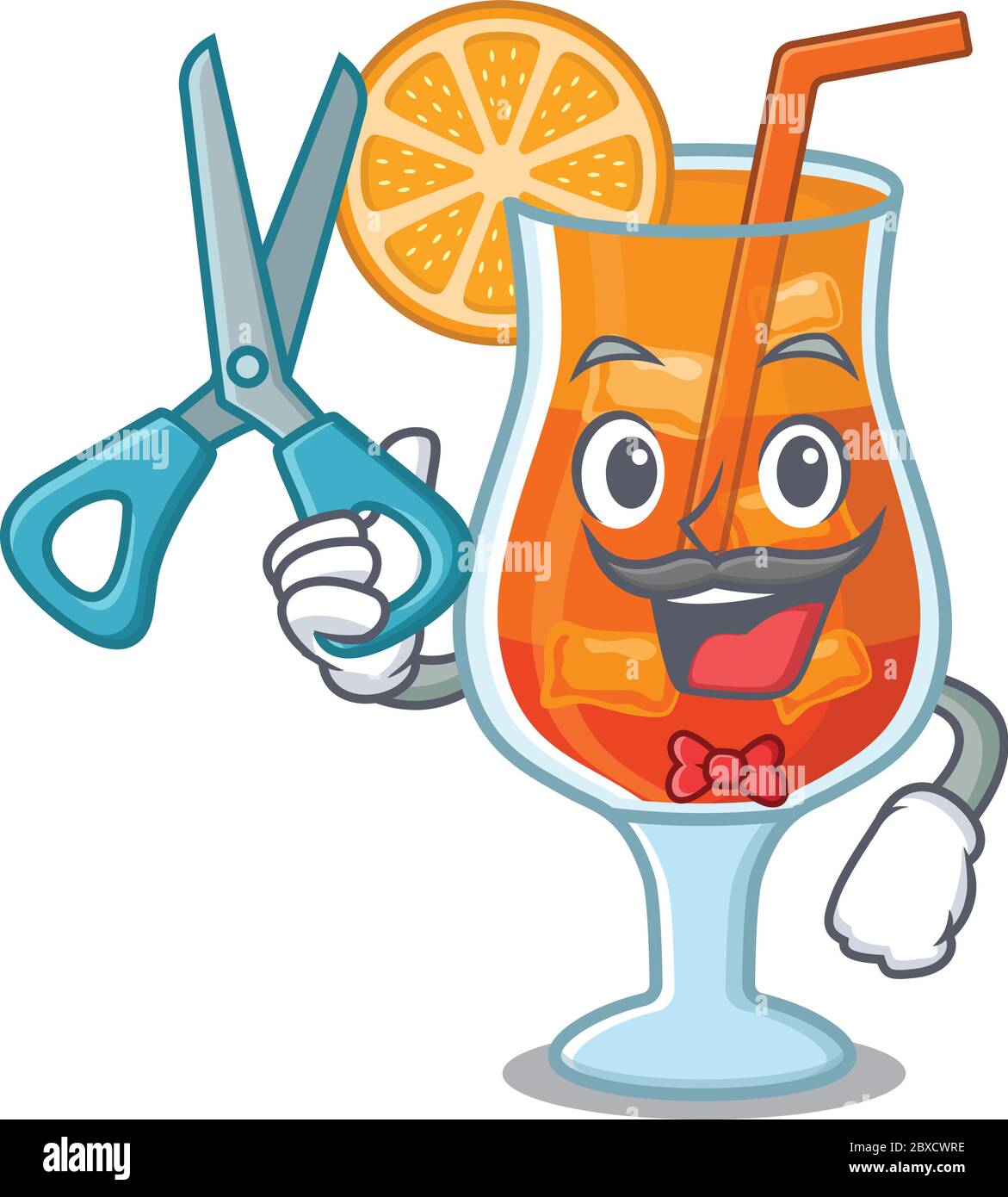 Mai tai cocktail cartoon character design as talented barber Stock ...