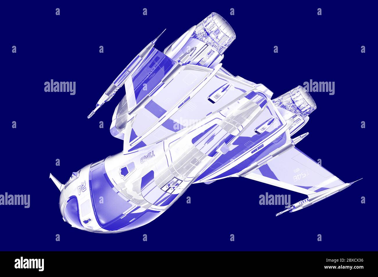 blue spaceship blue print duotone. The spaceship is the the way to ...